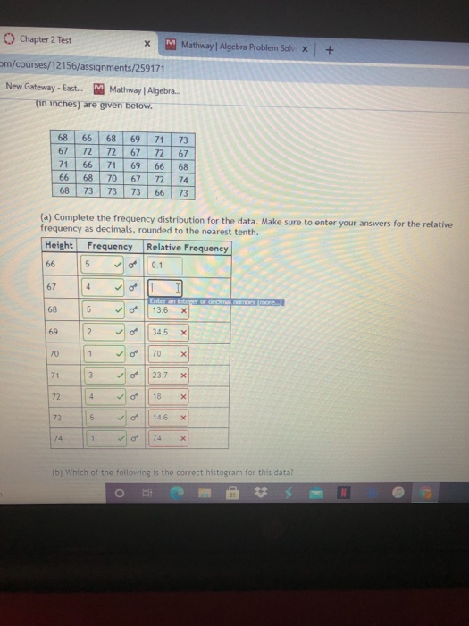 Solved Chapter 2 Test M Mathway | Algebra Problem Solv X + | Chegg.com