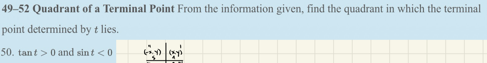 Solved 49-52 ﻿Quadrant of a Terminal Point From the | Chegg.com