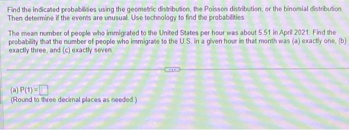 Solved Find the indicated probabilities using the geometric | Chegg.com