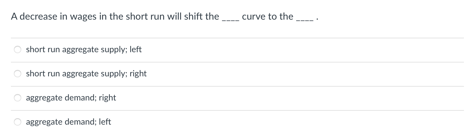 Solved A decrease in wages in the short run will shift | Chegg.com