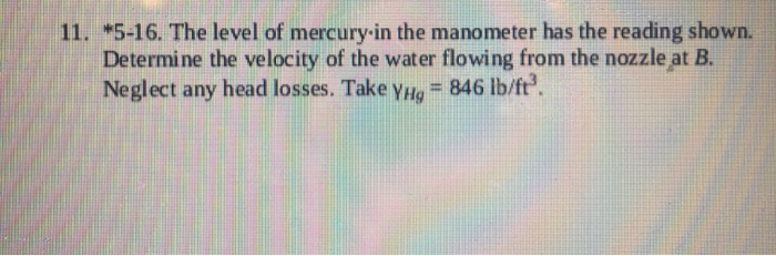 Solved 11. *5-16. The level of mercury in the manometer has | Chegg.com