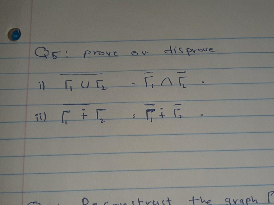 Solved Q5: prove disprove Гого Гар 3 mostrost the graph ? 3 | Chegg.com