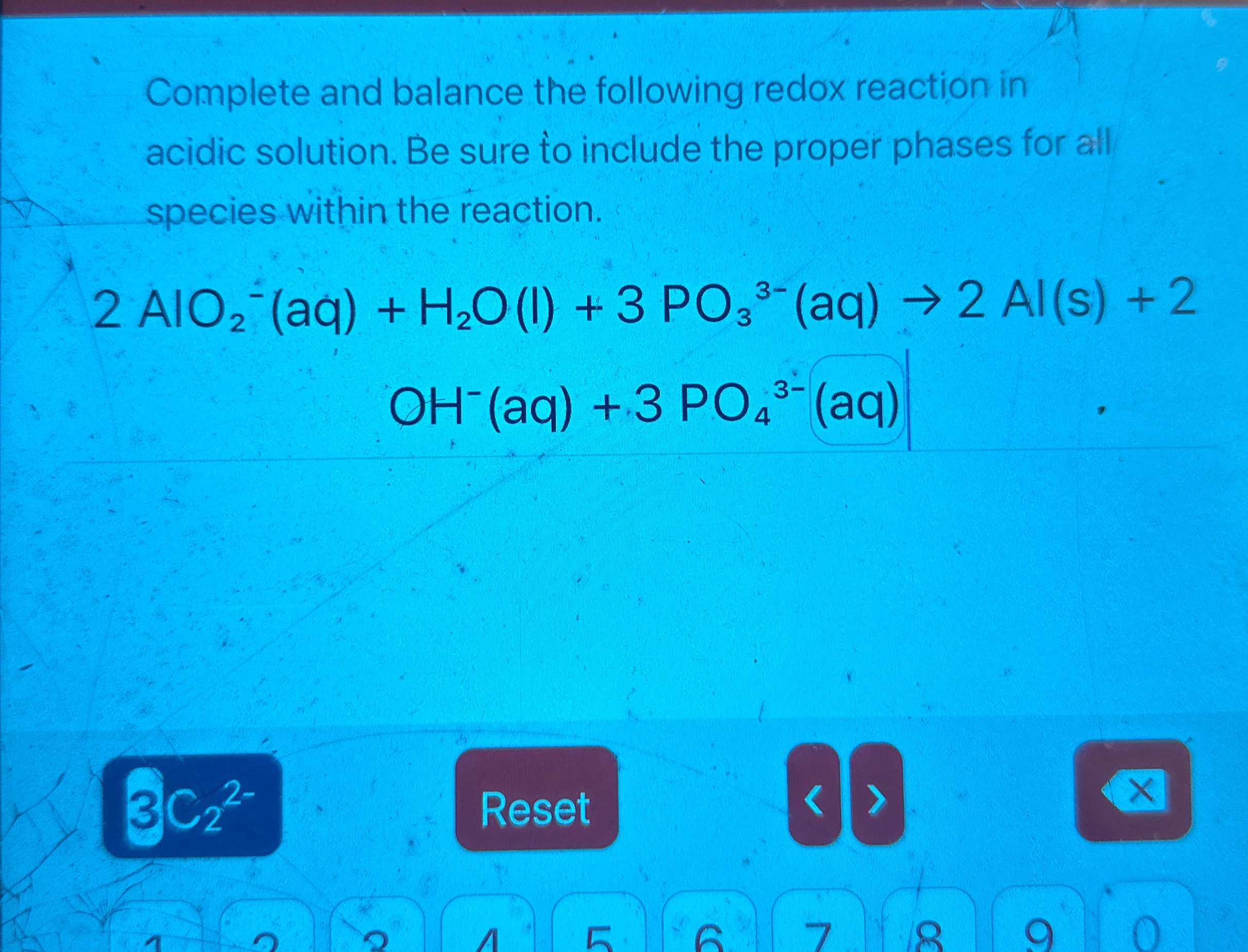 Complete and balance the following redox reaction in | Chegg.com
