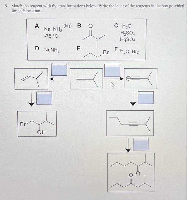 Solved Match the reagent with the transformations below. | Chegg.com