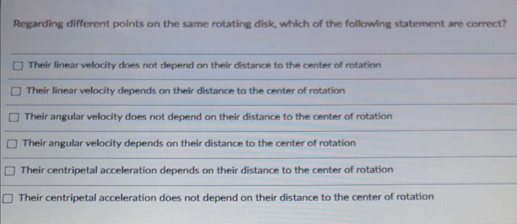 Solved Regarding different points on the same rotating disk, | Chegg.com