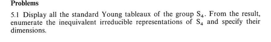 5.1 Display all the standard Young tableaux of the | Chegg.com