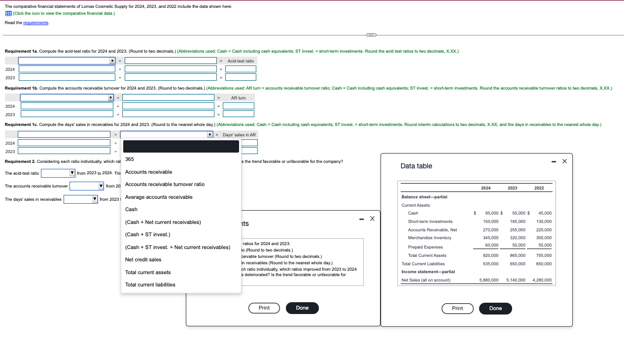 Solved (Click the icon to view the comparative financial | Chegg.com