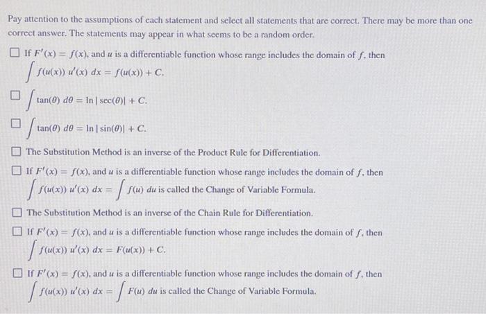 Solved Pay attention to the assumptions of each statement | Chegg.com