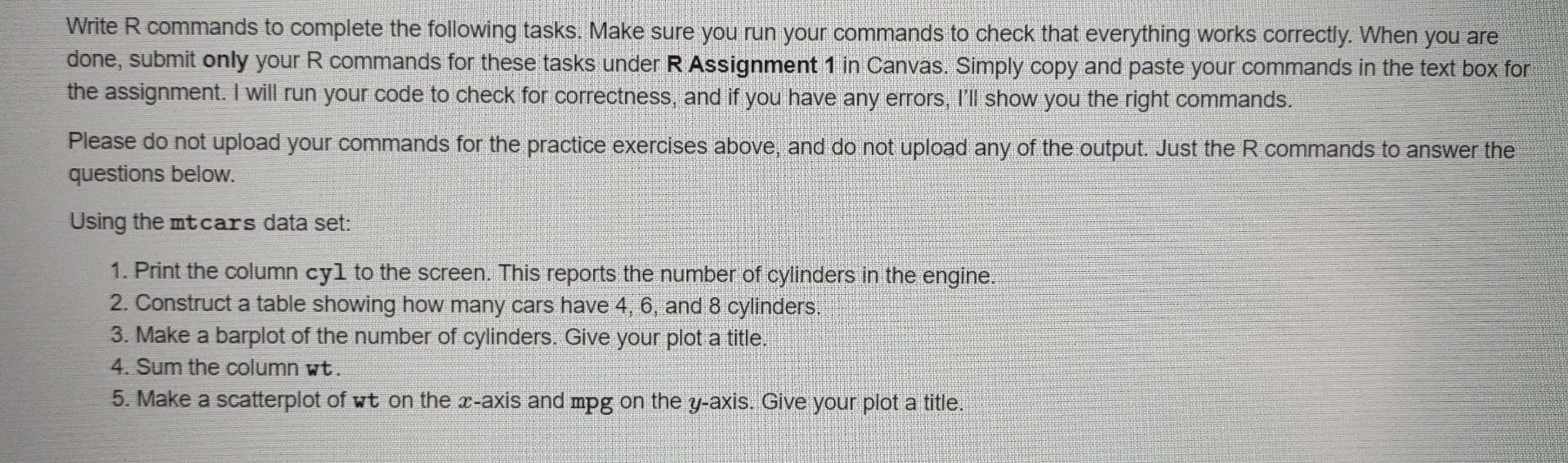 Solved I Need The Exact R Commands With All Of The Data