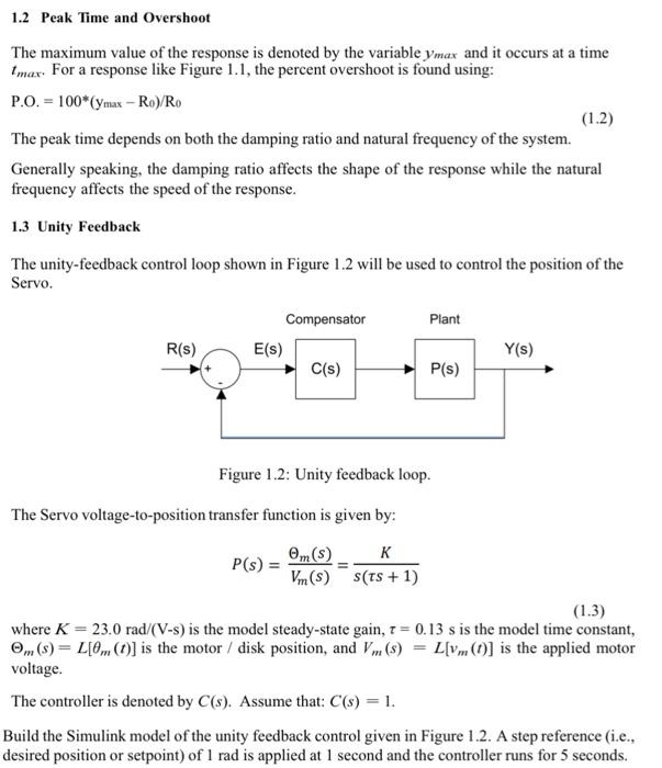 Solved 2.1 Servo Model The Servo voltage-to-position | Chegg.com