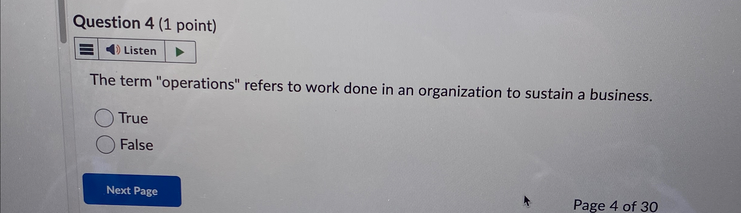 Solved Question 4 (1 ﻿point)ListenThe term "operations" | Chegg.com