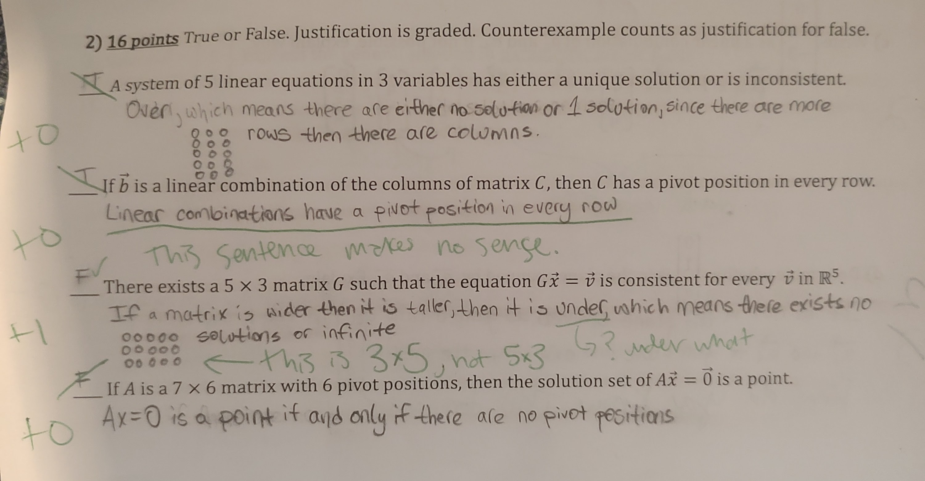Solved 16 ﻿points True or False. Justification is graded. | Chegg.com