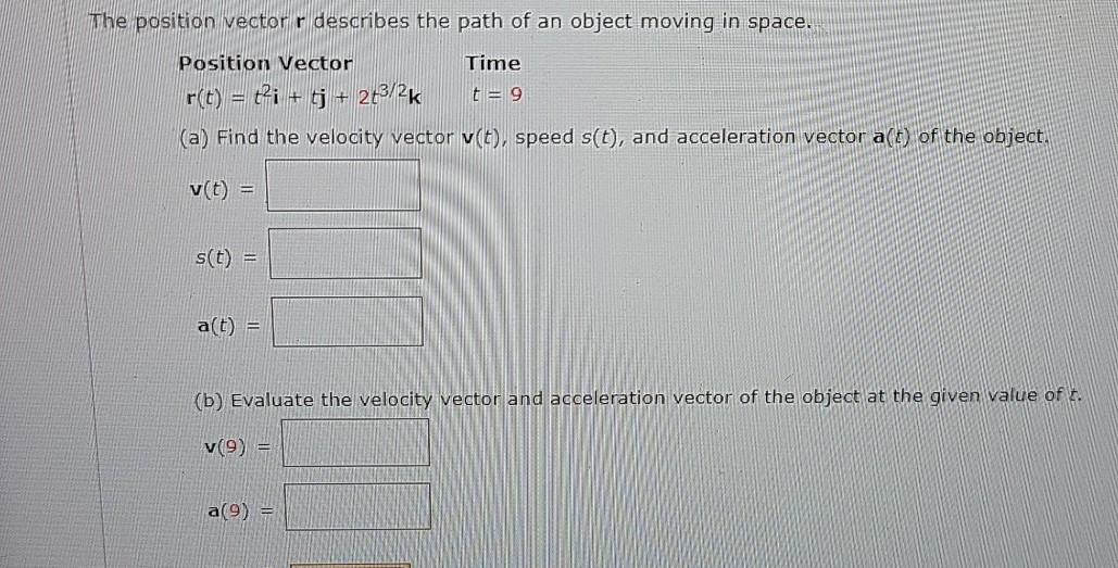 Solved The position vector r describes the path of an object | Chegg.com