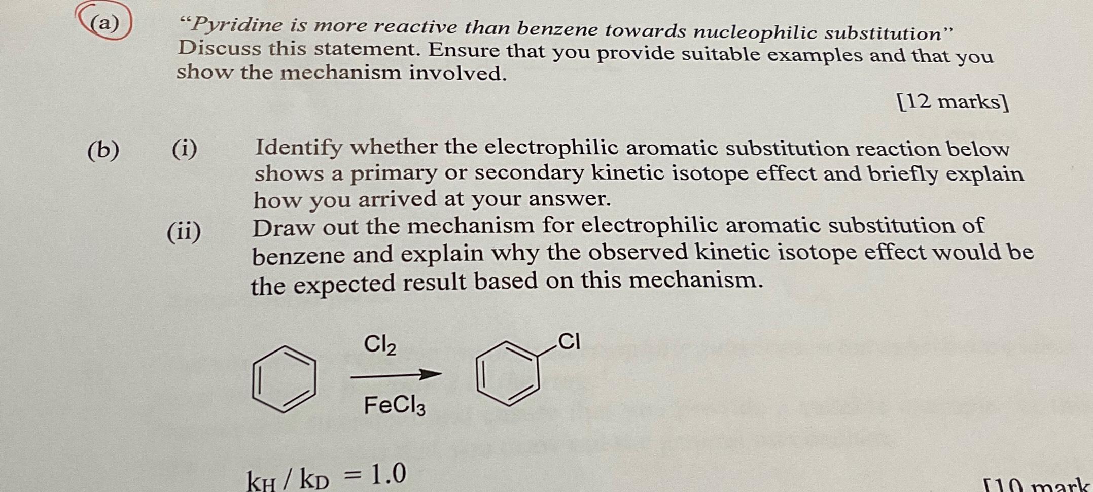 Solved (a) ﻿"Pyridine is more reactive than benzene towards | Chegg.com