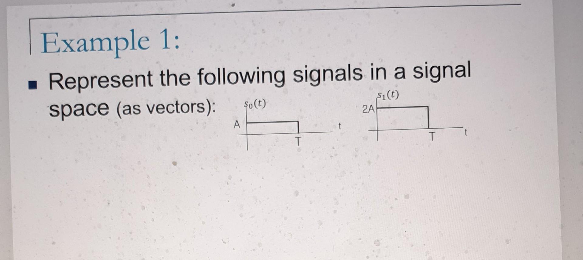Solved Example 1: Represent the following signals in a | Chegg.com