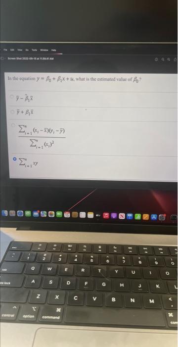 Solved In the equation y=β0+β1x+u, what is the escimatod | Chegg.com