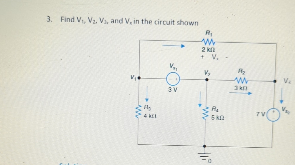 Solved Find V1,V2,V3, ﻿and Vx ﻿in the circuit shown | Chegg.com