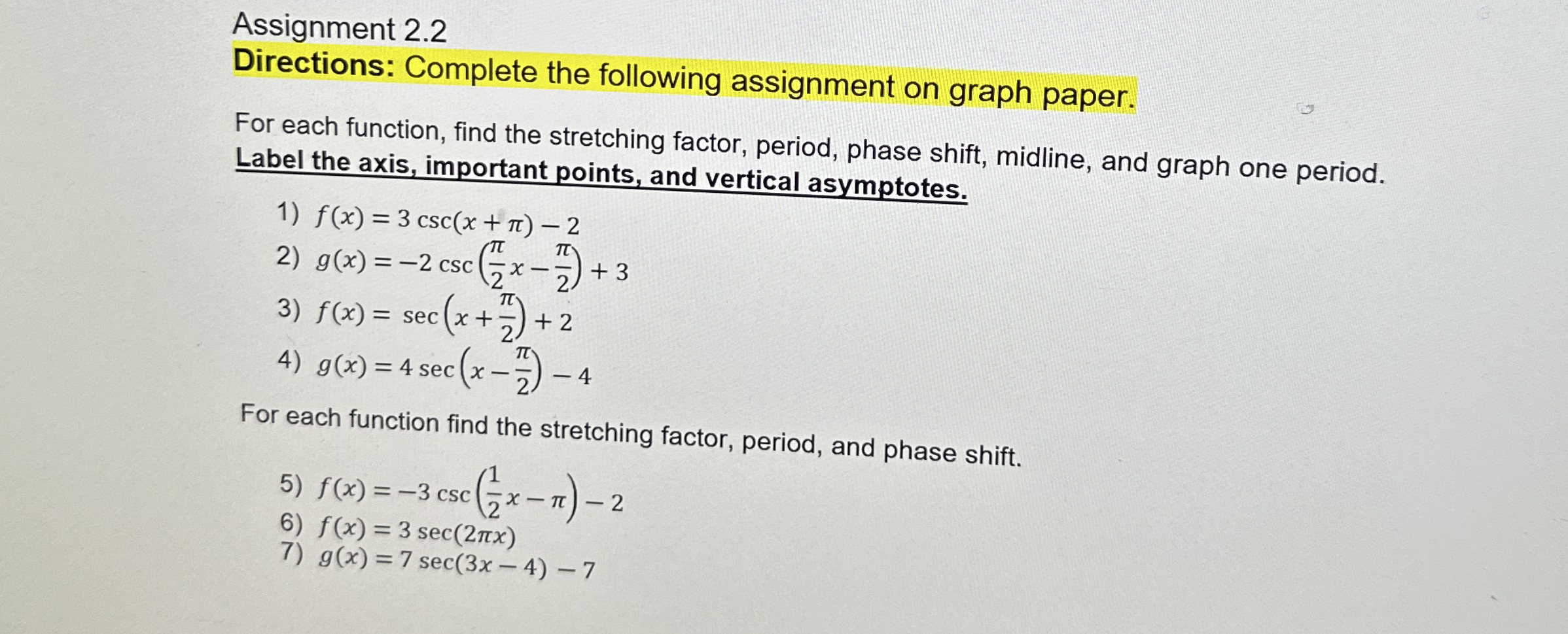 Assignment 2.2Directions: Complete the following | Chegg.com