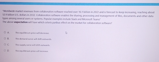 Solved Worldwide market revenues from collaboration software | Chegg.com