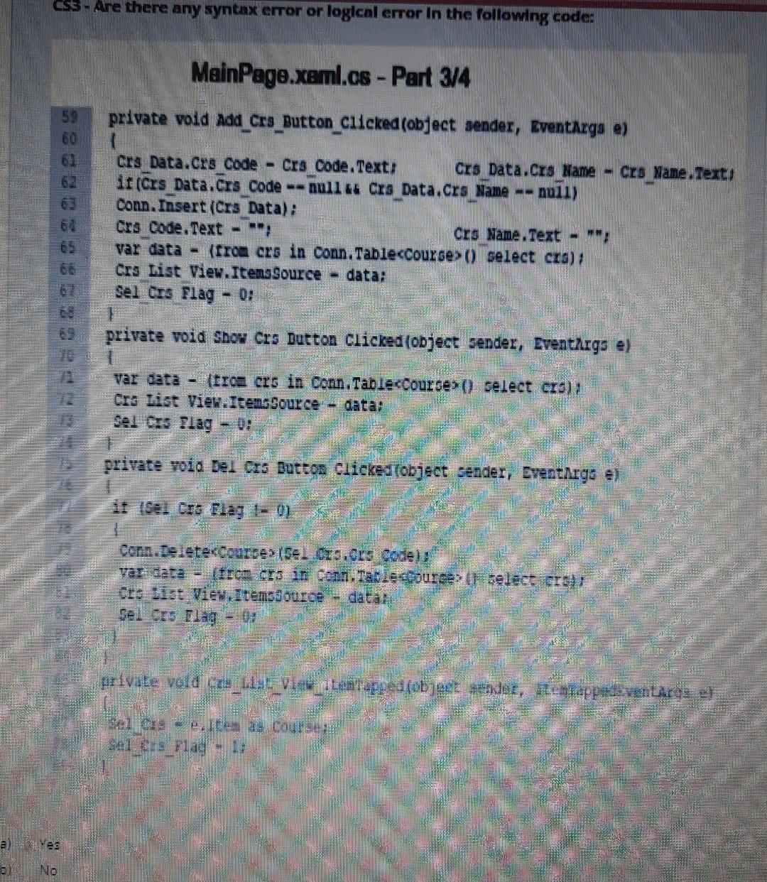 Solved CS1 - Are there any syntax error or logical error in | Chegg.com