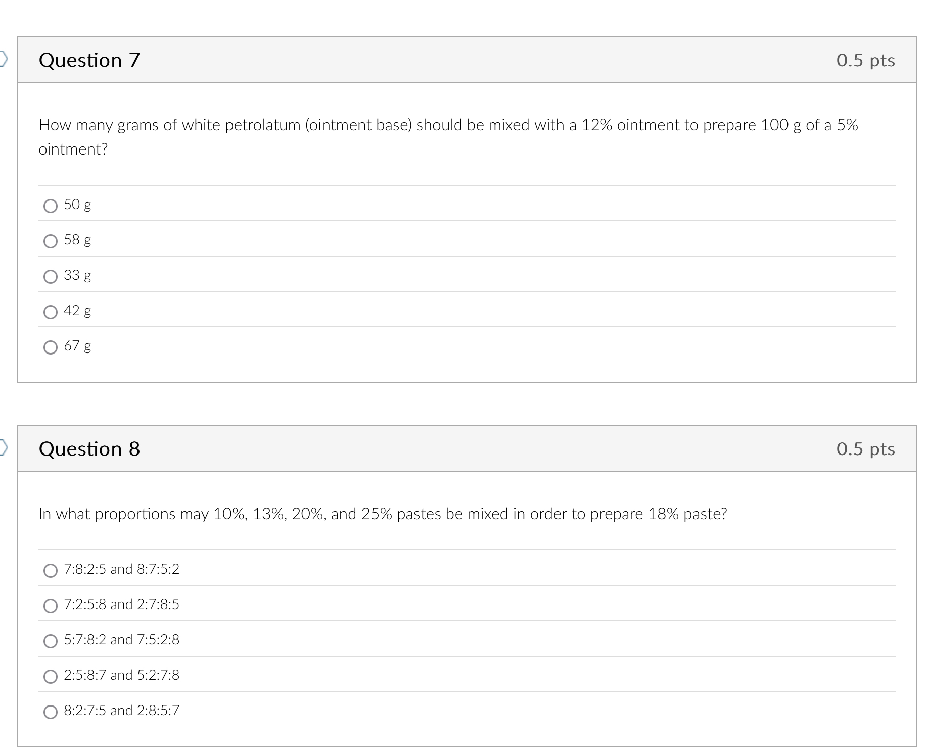 Solved Question 7How many grams of white petrolatum | Chegg.com