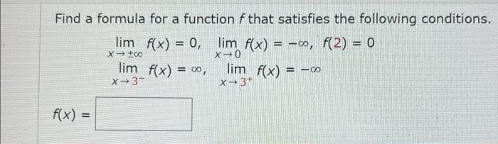 Solved Find a formula for a function f that satisfies the | Chegg.com