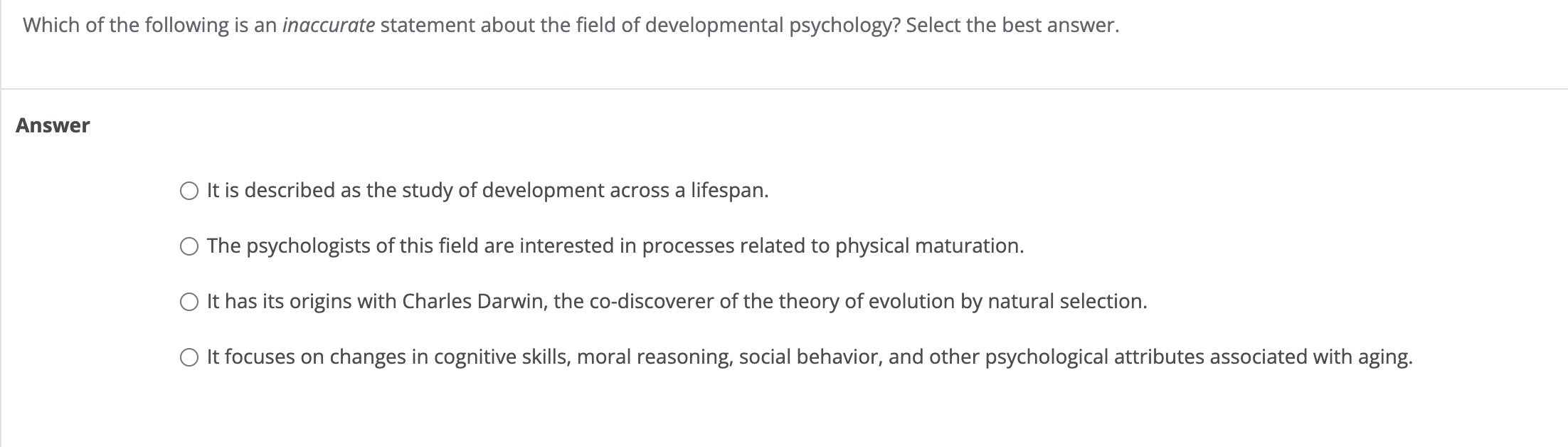 Solved Which of the following is an inaccurate statement | Chegg.com