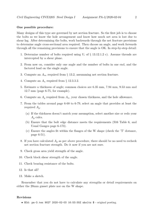 Civil Engineering CIVE3205 Steel Design I Assignment | Chegg.com