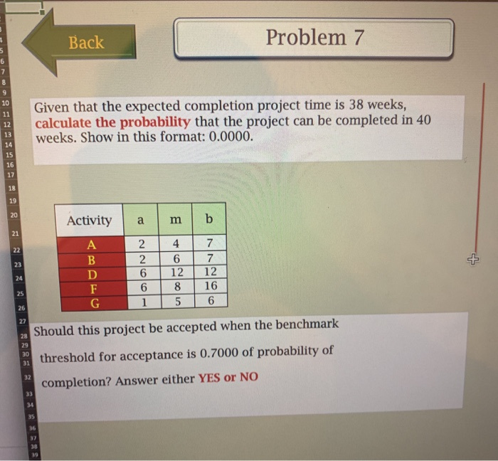 Back Problem 7 Given that the expected completion | Chegg.com