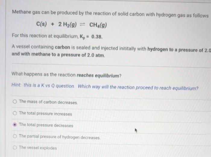 Solved Methane gas can be produced by the reaction of solid | Chegg.com