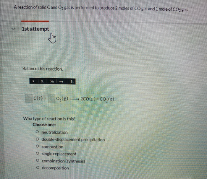Solved A reaction of solid C and O2 gas is performed to | Chegg.com