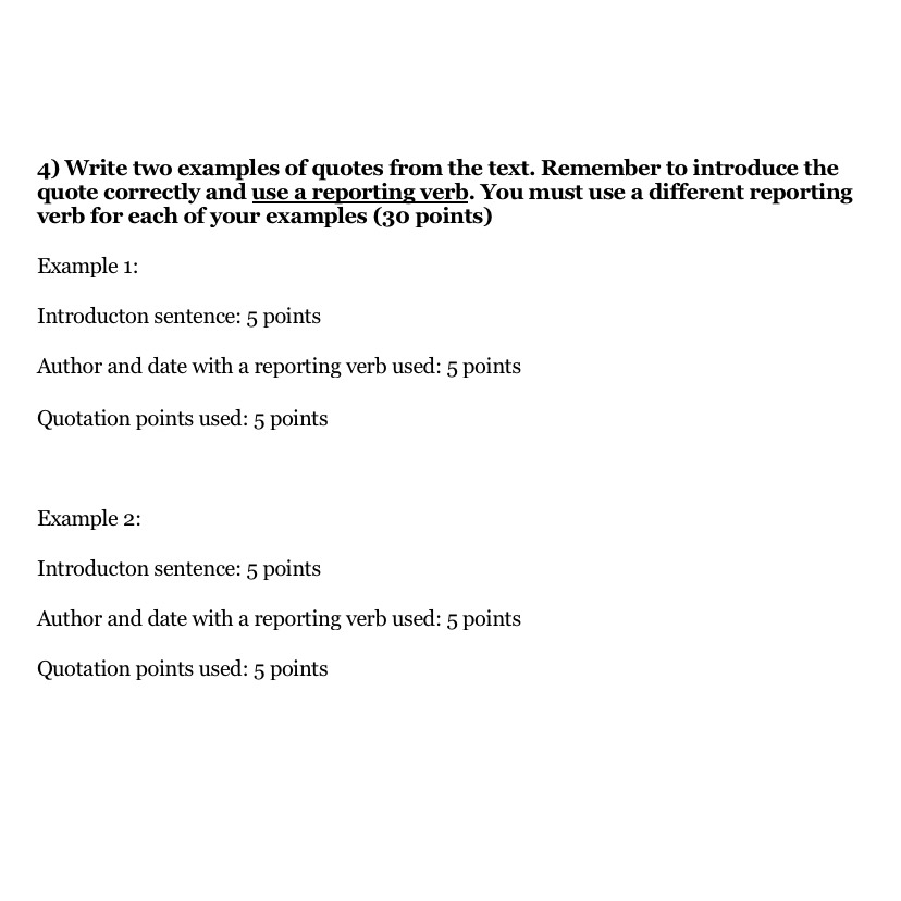 Write two examples of quotes from the text. Remember | Chegg.com