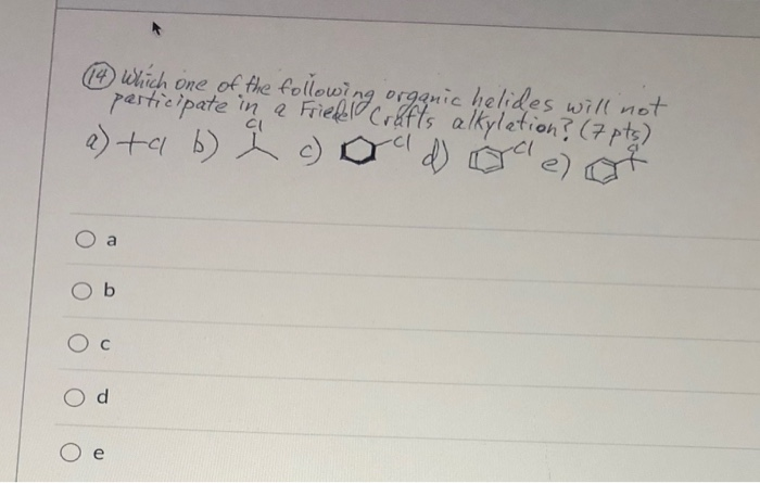 Solved (14 Which one of the following organic helides will | Chegg.com