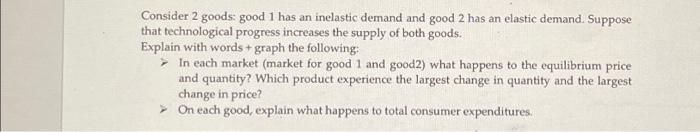 Solved Consider 2 goods: good 1 has an inelastic demand and | Chegg.com