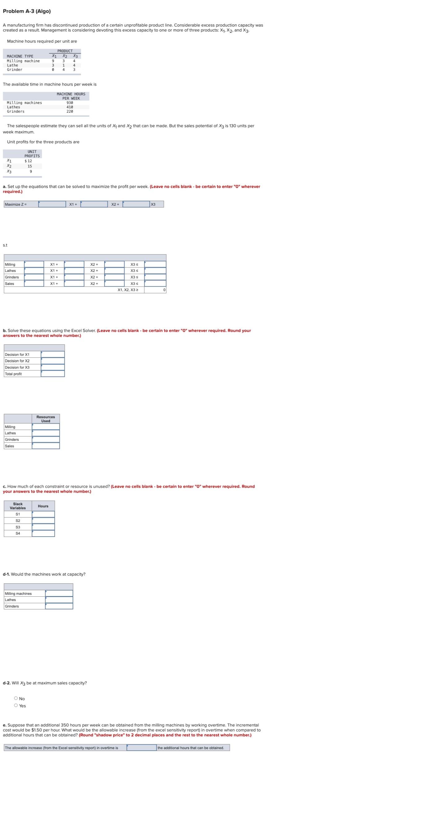 Solved Problem A-3 (Algo)A manufacturing firm has | Chegg.com