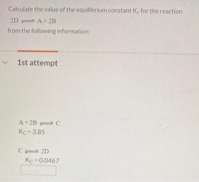 Solved Calculate the value of the equilibrium constant Kc | Chegg.com