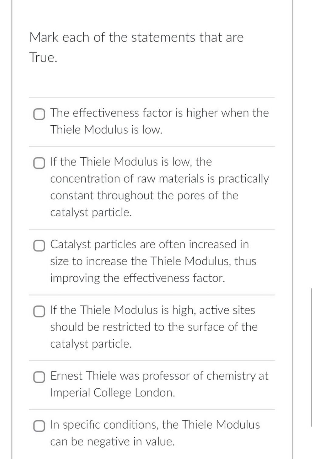 Solved Mark each of the statements that are True. The | Chegg.com