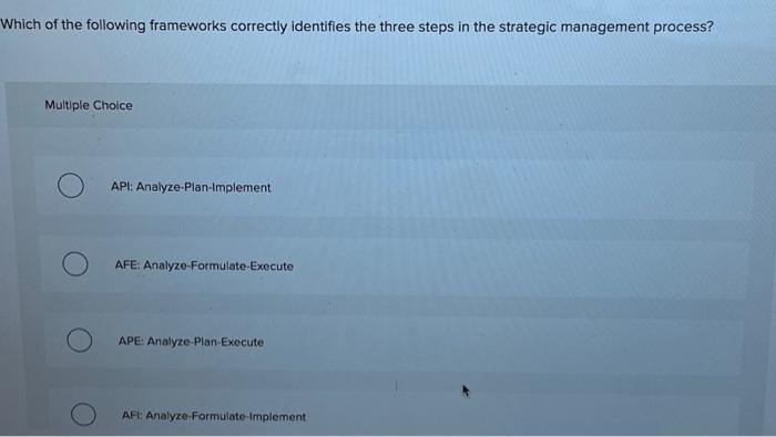 Solved Which of the following frameworks correctly | Chegg.com
