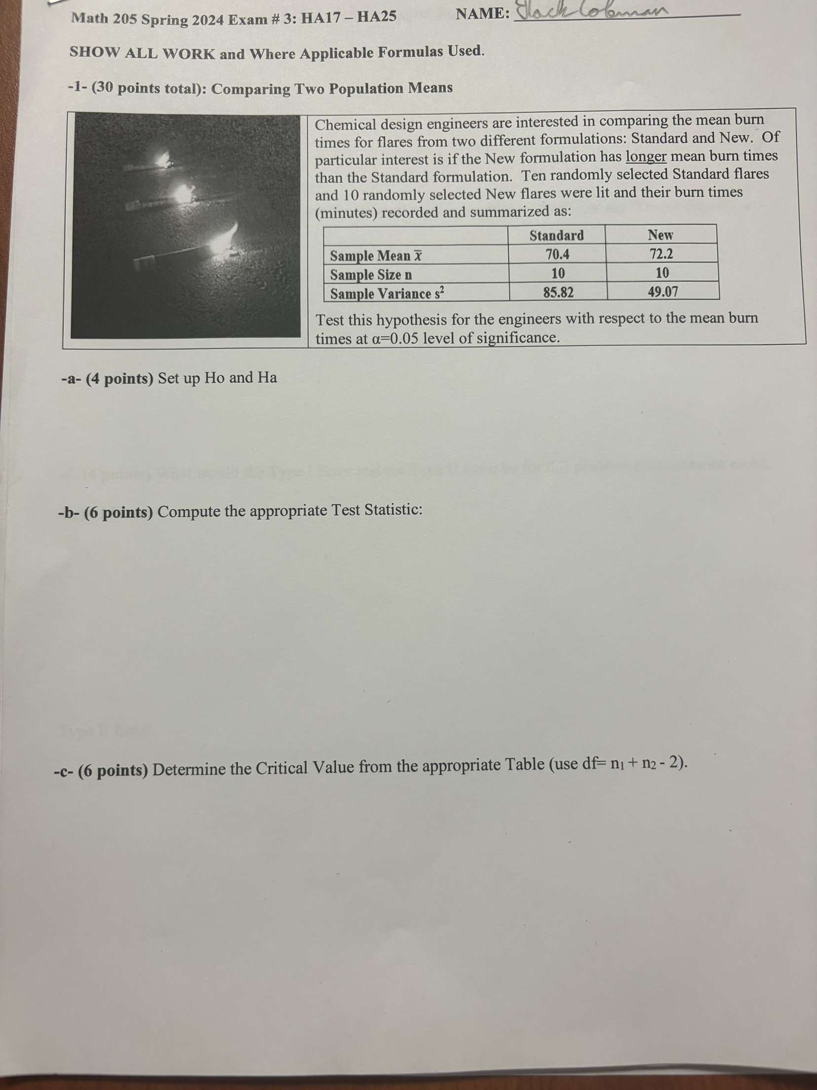 Solved -1- (30 ﻿points total): Comparing Two Population | Chegg.com