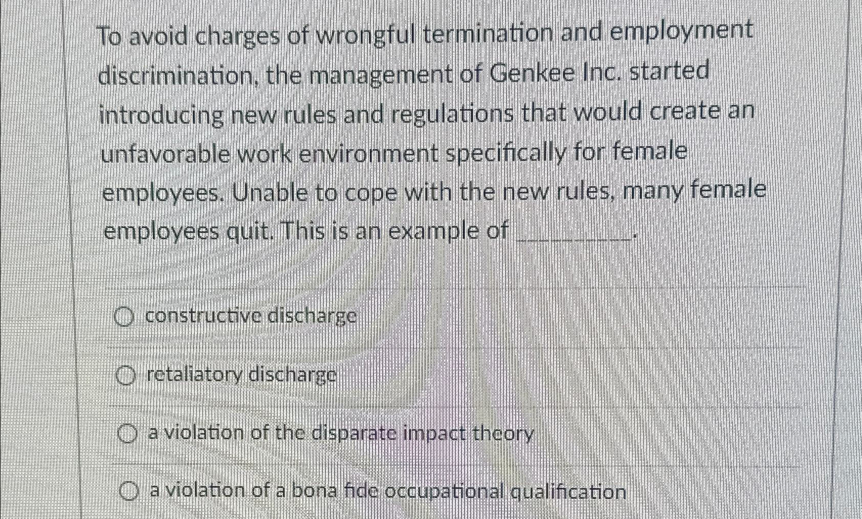 Solved To avoid charges of wrongful termination and | Chegg.com