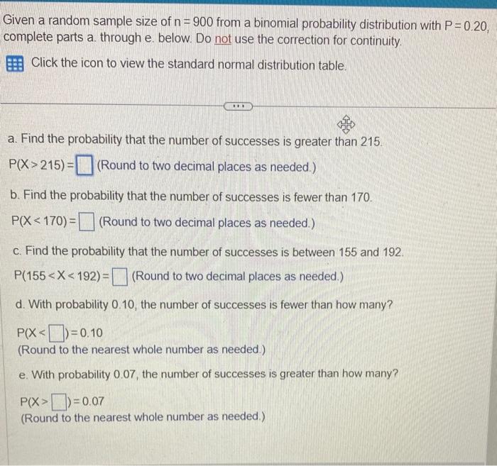 Solved Given a random sample size of n=900 from a binomial | Chegg.com