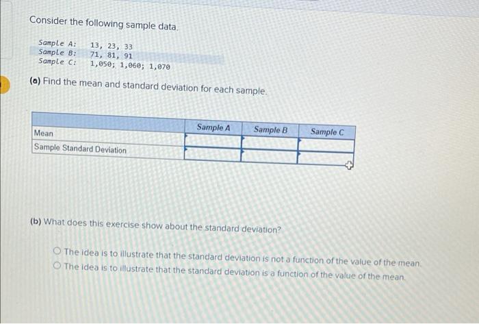 Solved Consider the following sample data. Sample A Sample | Chegg.com