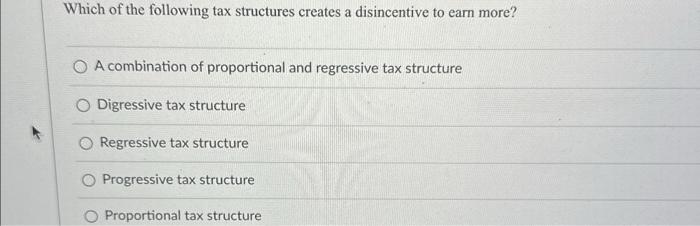 Solved Which of the following tax structures creates a | Chegg.com