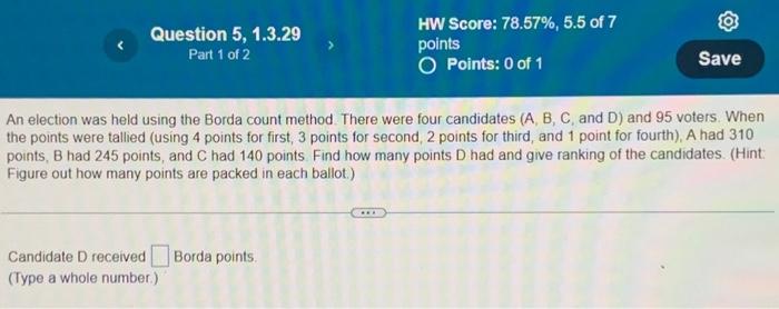 Solved An election was held using the Borda count method. | Chegg.com