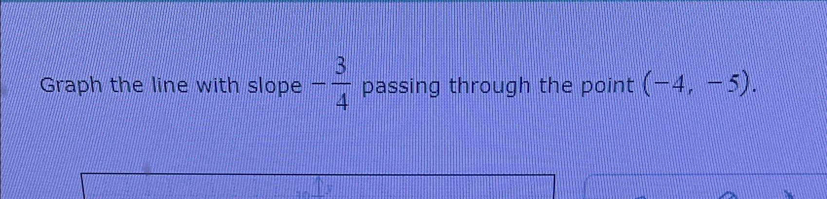 Solved Graph the line with slope -34 ﻿passing through the | Chegg.com
