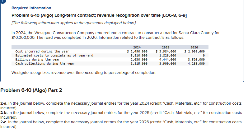 Solved Problem 6-10 (Algo) ﻿Part 22-a. ﻿In the journal | Chegg.com