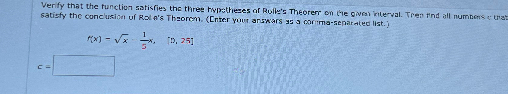 Solved Verify that the function satisfies the three | Chegg.com