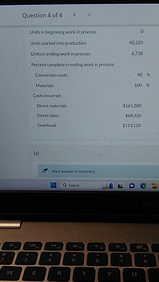 Question 4 of 4 Units in beginning work in process 0 | Chegg.com