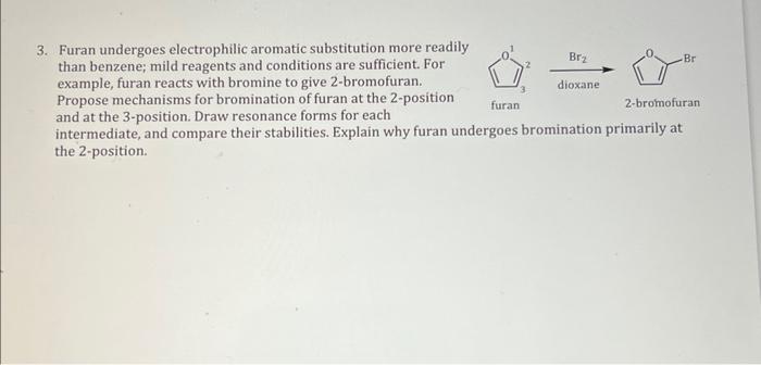 Solved 3. Furan undergoes electrophilic aromatic | Chegg.com