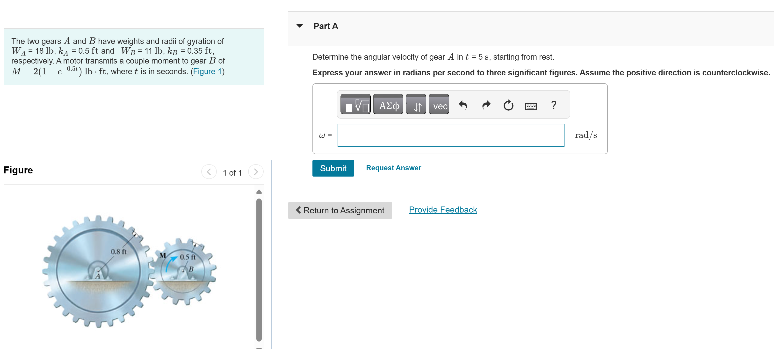 Solved The two gears A and B ﻿have weights and radii of | Chegg.com